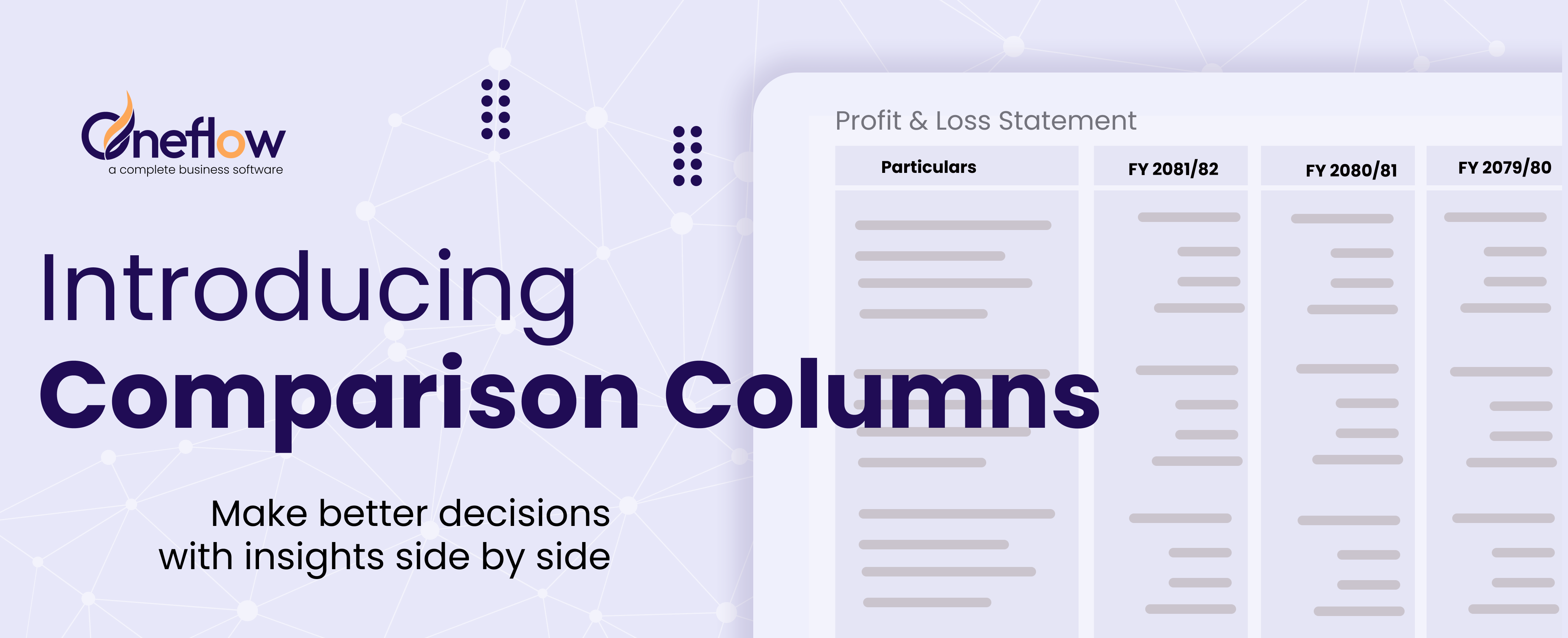 Introducing Comparison Columns in Report - Oneflow Accounting Software